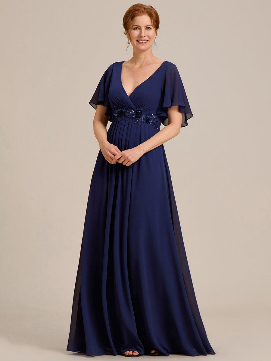 Elegant Mother of the Bride Dress | Ruffled Sleeve A-Line Chiffon Maxi ...