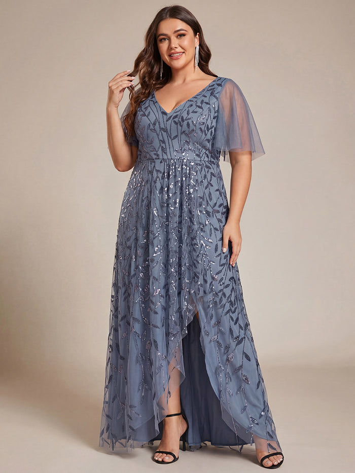 Glamorous Sequin Midi Dress with High-Low Hemline for Wedding Guests ...