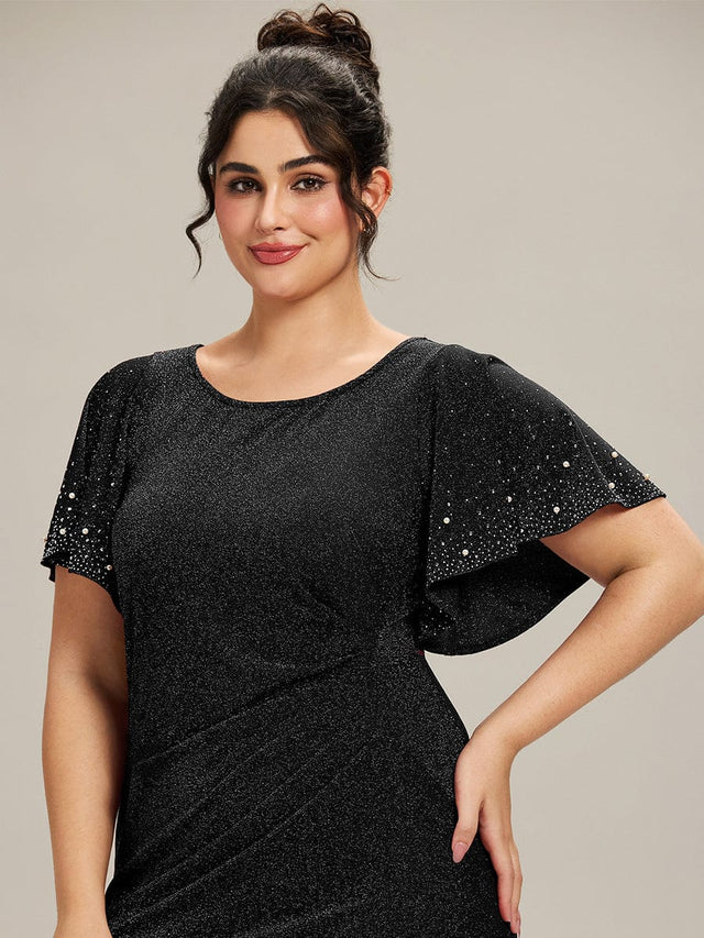 ever FATE| Plus Size Sequin Flutter Sleeve Formal Dress - Ever-Pretty US