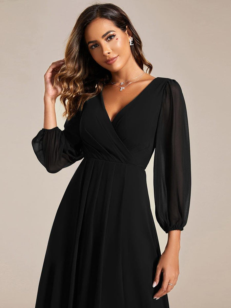Elegant & Flattering 3/4 Sleeve Asymmetrical Hem A-Line Midi Bridesmaid ...
