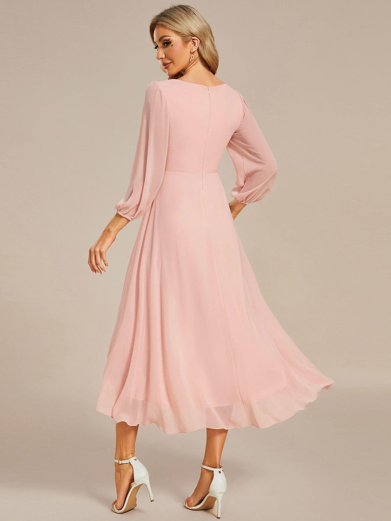 Elegant & Flattering Long Sleeve Asymmetrical Hem A-Line Midi ...