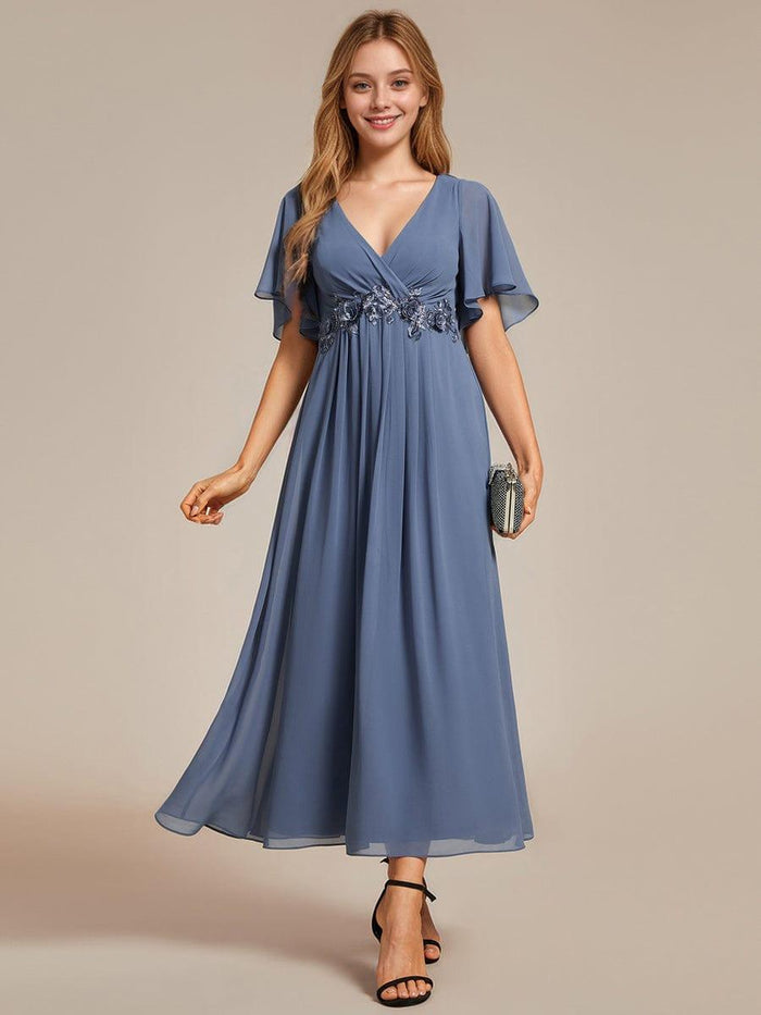 ever DAHLIA|Short Sleeve V Neck Knee Length Mother of the Bride Dress ...