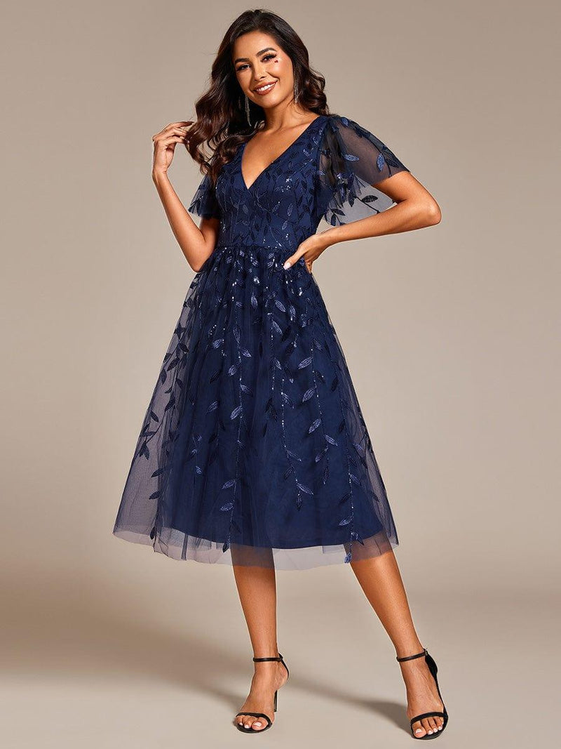 Sequin Leaf Midi Semi Formal Dress for Cruise & Evening Party Events ...