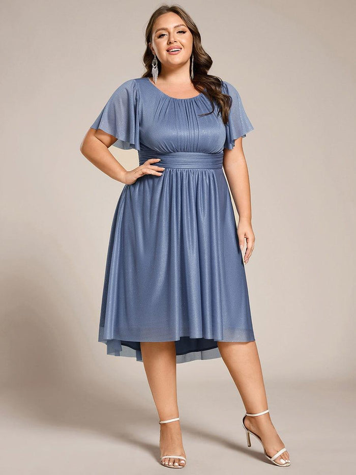 Plus Size Sequin Asymmetrical Midi Wedding Guest Dress - Ever-Pretty US