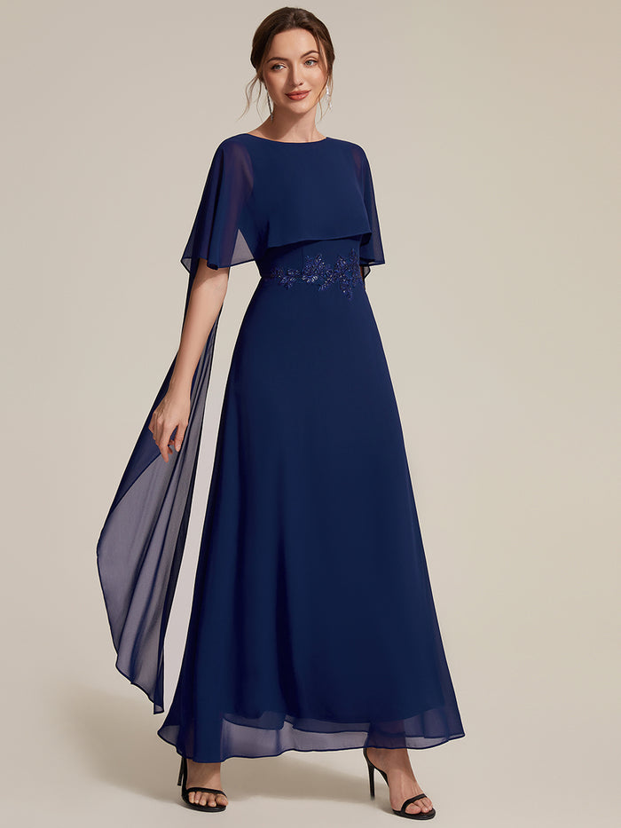 Chiffon Cape Sleeve A-Line Mother of the Bride Dress - Ever-Pretty US