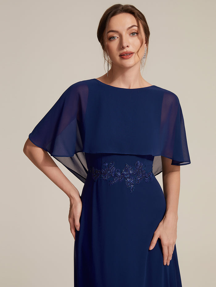Chiffon Cape Sleeve A-Line Mother of the Bride Dress - Ever-Pretty US