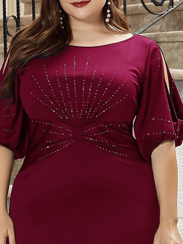 Short Sleeve Round Neck Bodycon Formal Dress - Ever-Pretty US