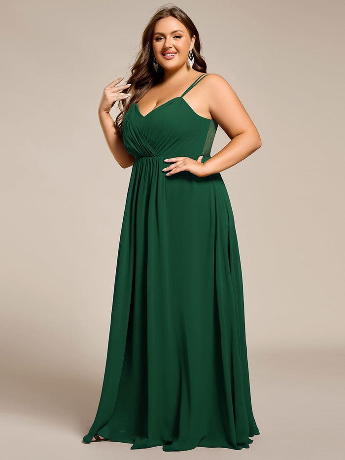 Plus Size A-Line Lace-Up Chiffon Maxi Bridesmaid Dress - Ever-Pretty US