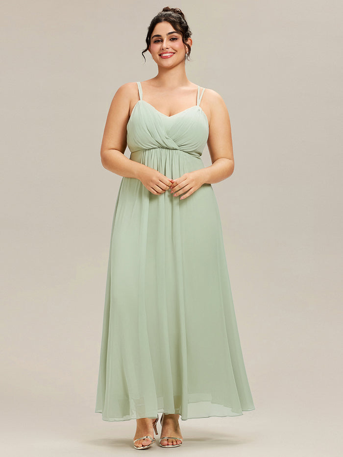 Plus Size A-Line Lace-Up Chiffon Maxi Bridesmaid Dress - Ever-Pretty US
