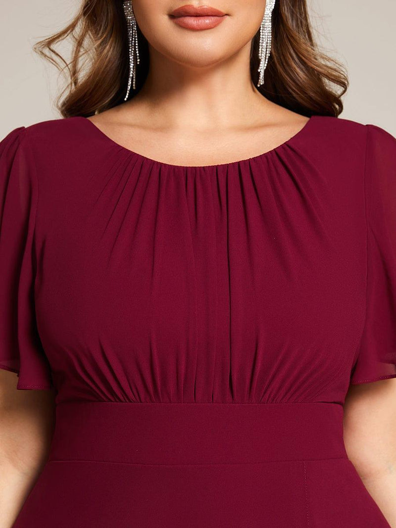 Elegant A-Line Short Sleeve Chiffon Bridesmaid Dress with Round ...
