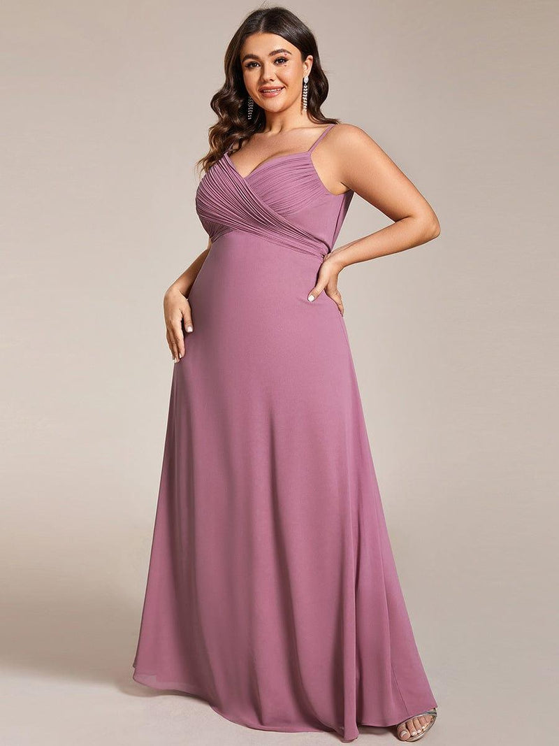 Elegant Plus Size Draped Back Criss-Cross Chiffon A-Line Dress - Ever ...
