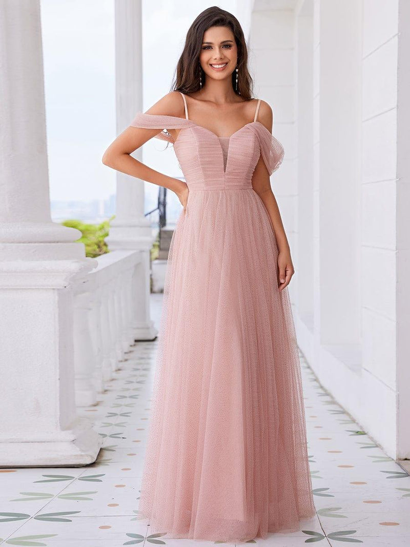 Elegant Spaghetti Strap Backless Sweetheart Tulle Bridesmaid Dress ...
