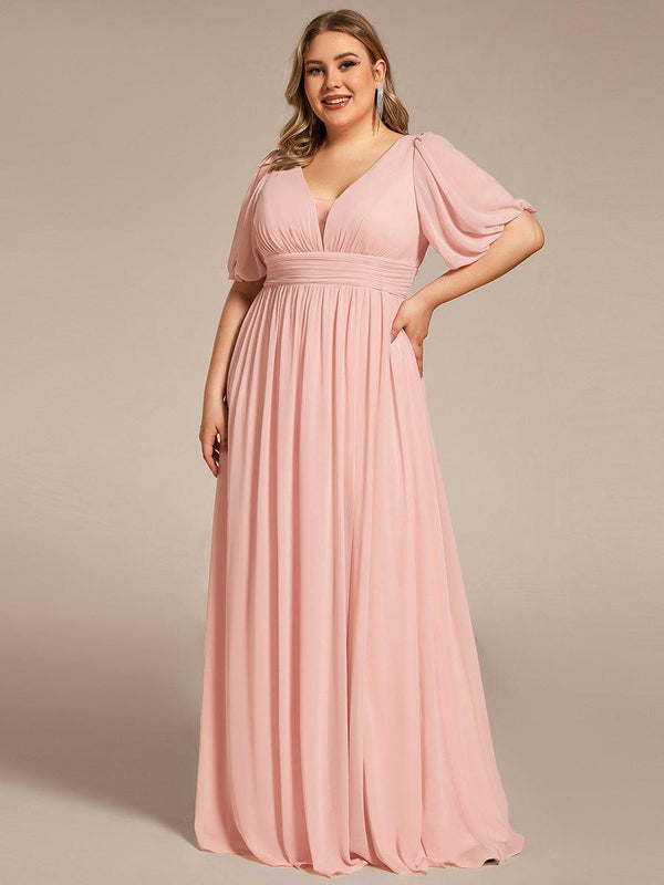 pretty MADISON|Plus Size V-Neck Front Slit Chiffon Evening Dress - Ever ...
