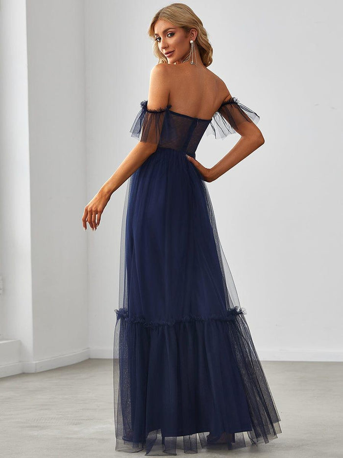 Sheer Sweetheart Double Layer Pleated Evening Dress - Ever-Pretty US