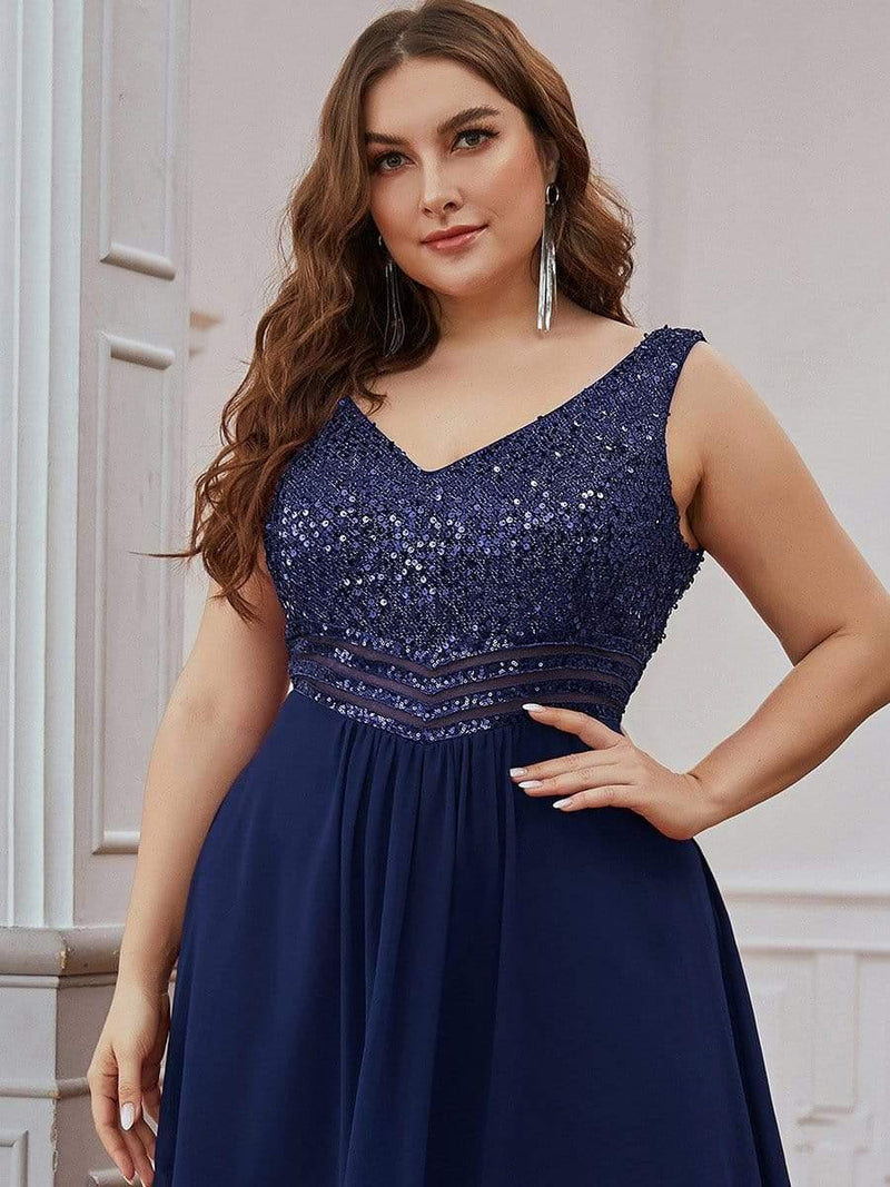 Dainty A-Line Party Dress | Women High-Low Chiffon Sequin Dresses ...