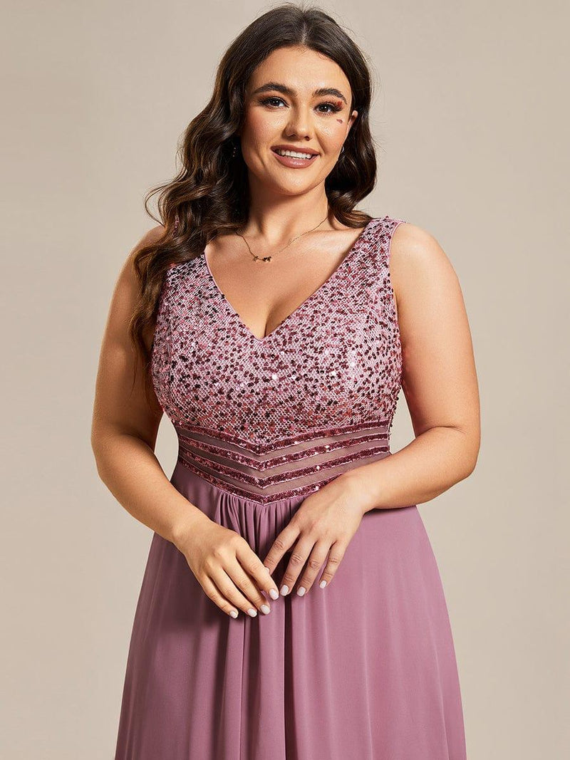 Dainty A-Line Party Dress | Women High-Low Chiffon Sequin Dresses ...
