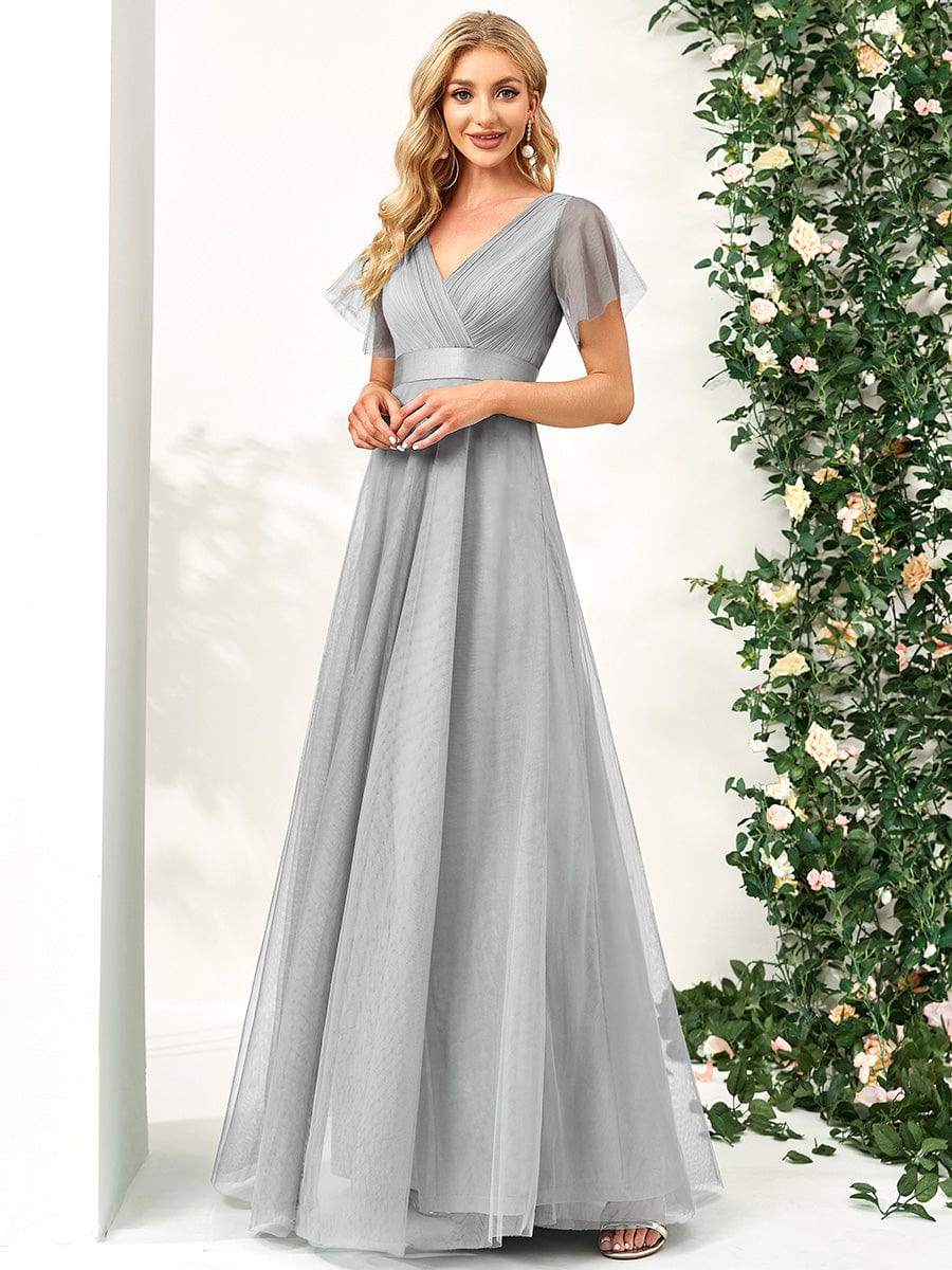 Silver Bridesmaid Dresses With Sleeves