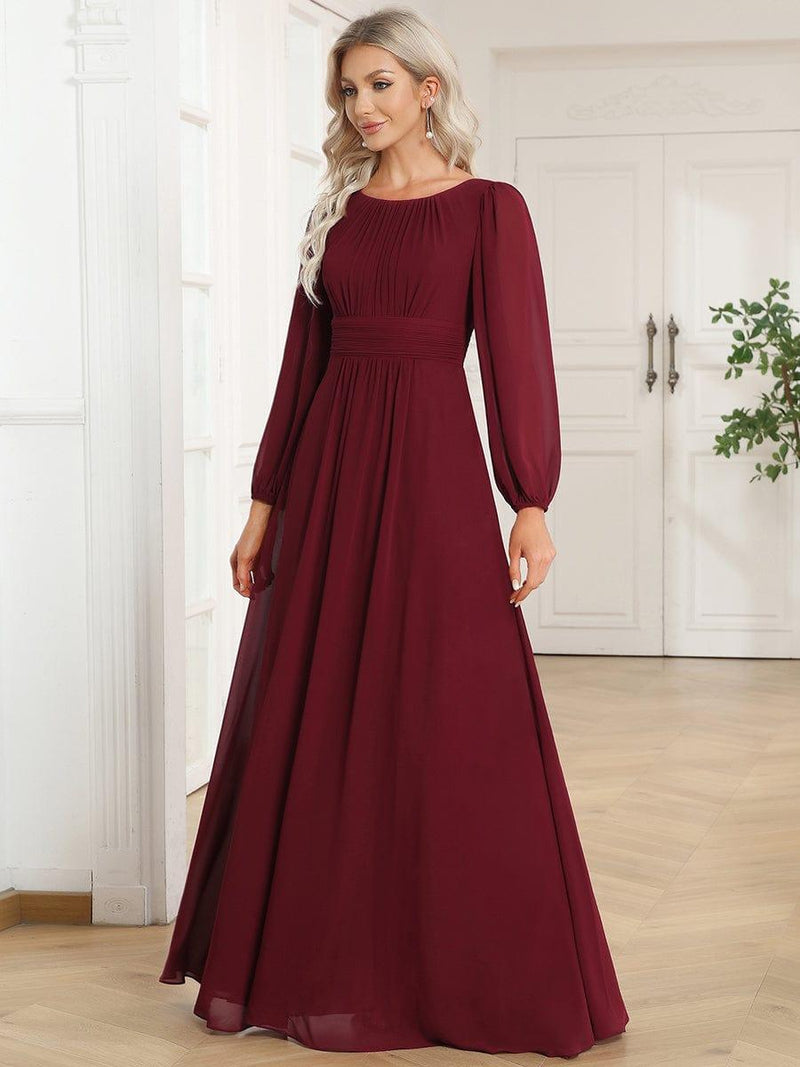 See-through Chiffon Puff Long Sleeve Mother Dress - Ever-Pretty US