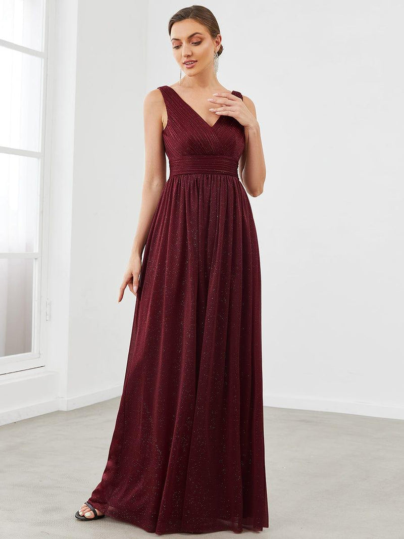 Sparkly Double V Neck Maxi Long for Party - Ever-Pretty US