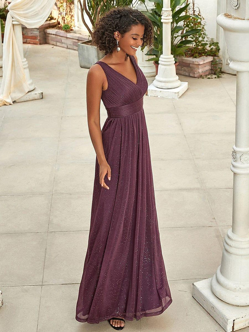 Sparkly Double V Neck Maxi Long for Party - Ever-Pretty US